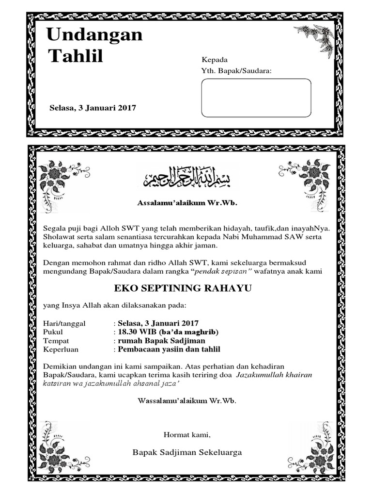Undangan Pendak Sepisan | PDF