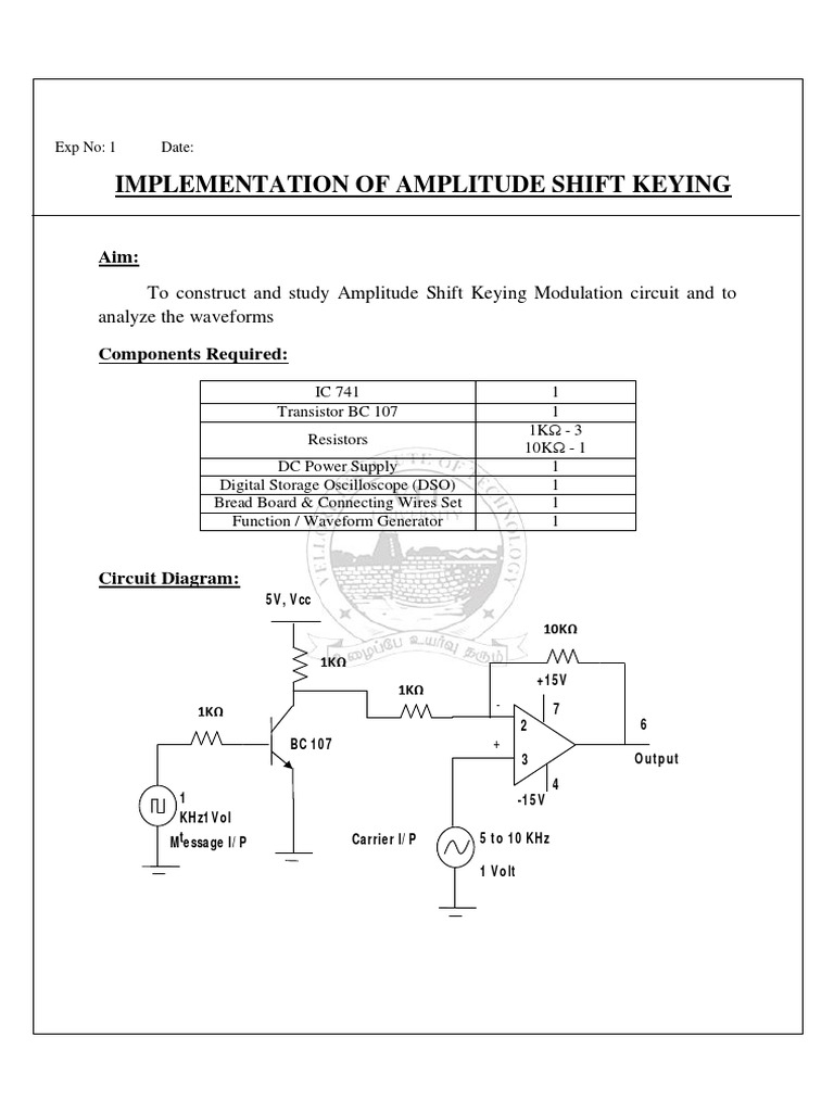 ASK Modulation PDF | PDF | Operational Amplifier | Modulation