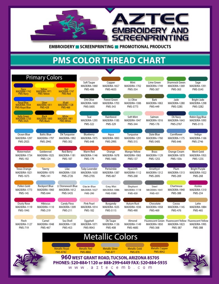 Madeira Thread to PMS Color Guide | PDF | Color | Art Materials