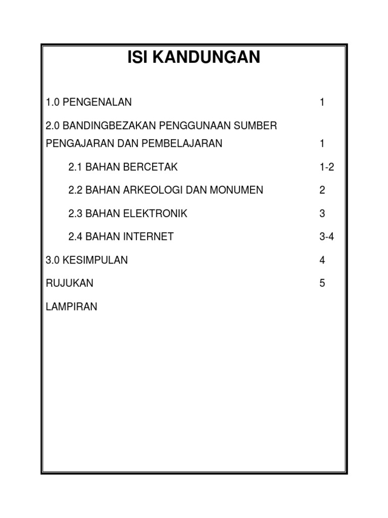 ISI KANDUNGAN Esei | PDF