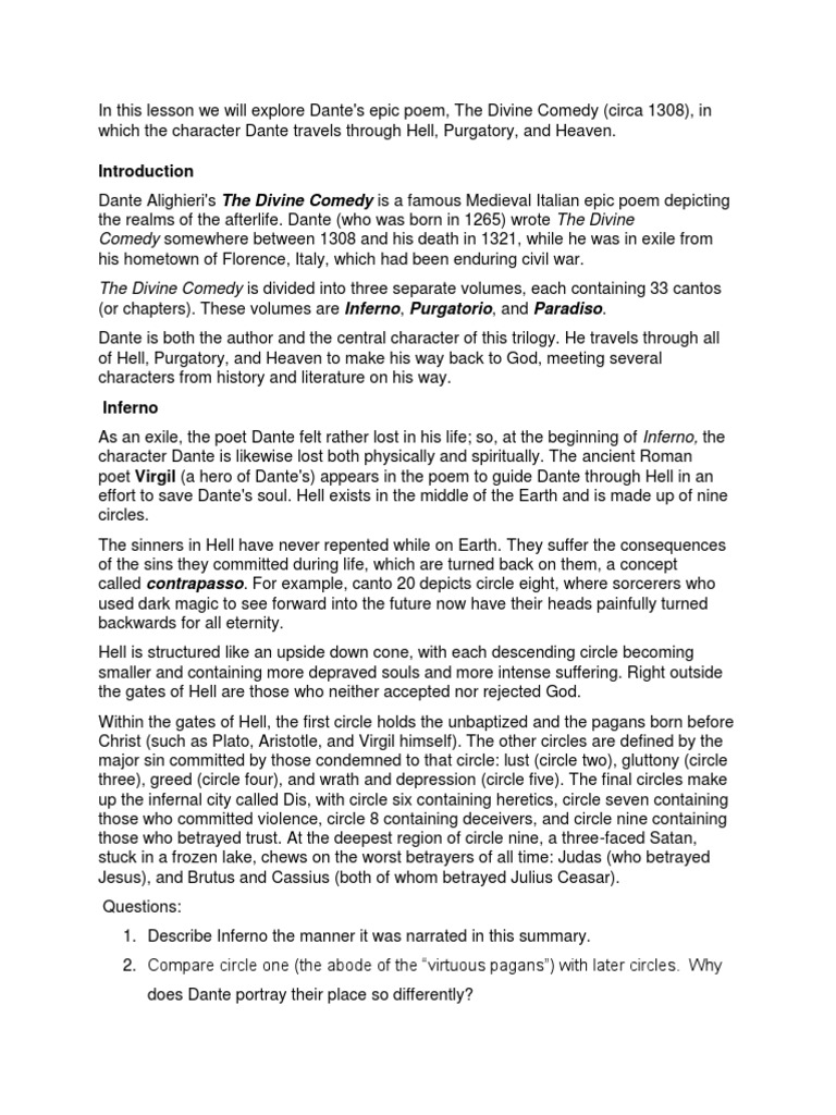 Dante's Divine Comedy | PDF | Divine Comedy | Hell