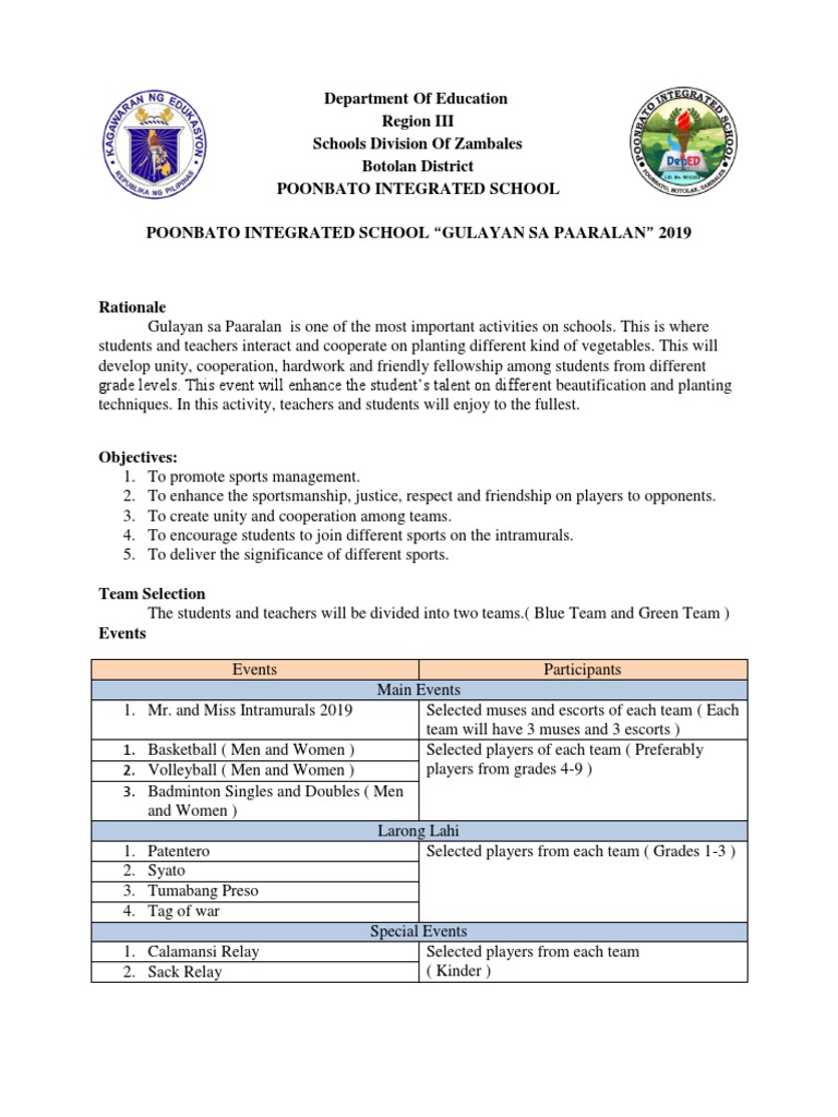 Sports Fest Proposal | PDF | Hobbies | Recreation