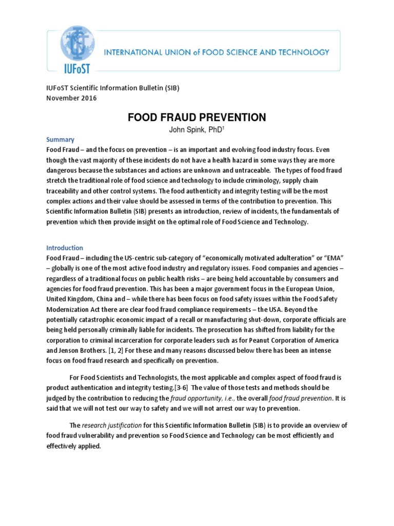 Food Fraud Prevention Guide | PDF | Risk Management | Fraud