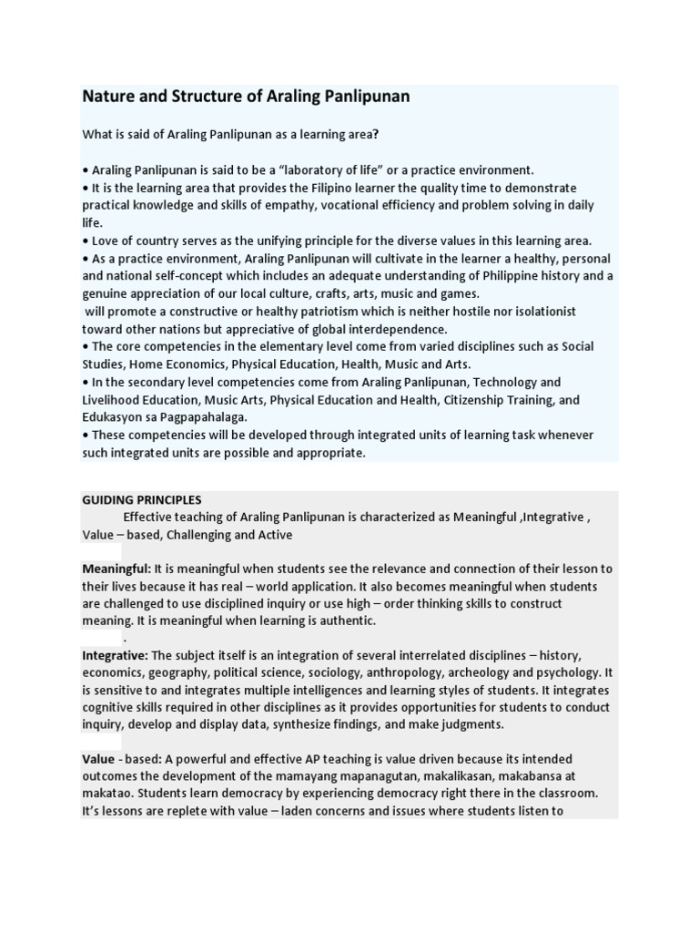 Araling Panlipunan Subject