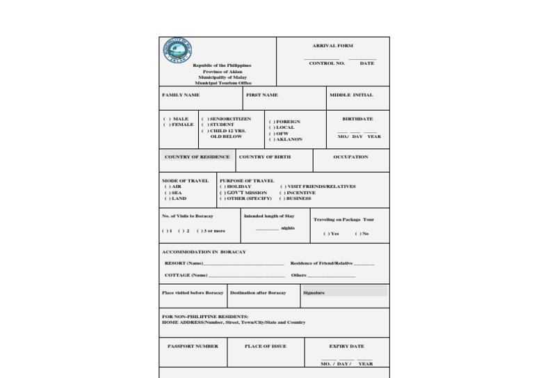 Editable-Arrival Registration Form | PDF