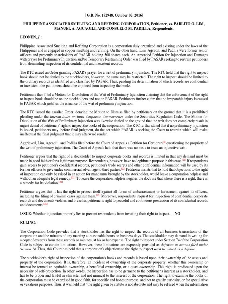 PASAR v. LIM | PDF | Injunction | Mandamus