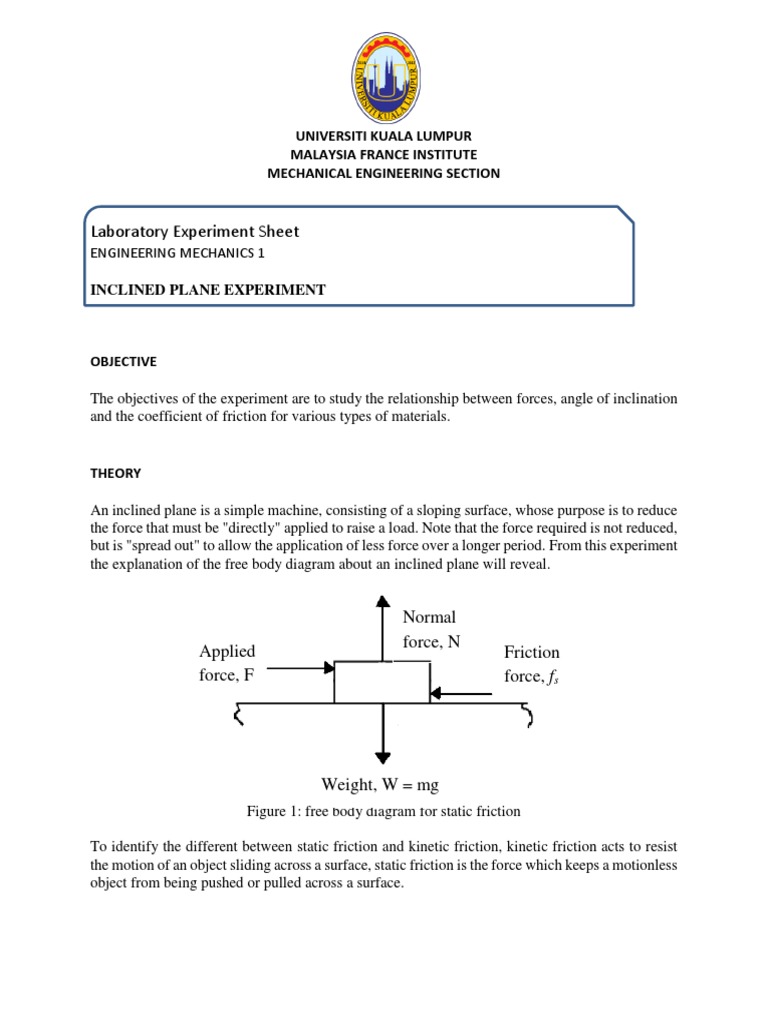 Laboratory Experiment Sheet: Universiti Kuala Lumpur Malaysia France ...