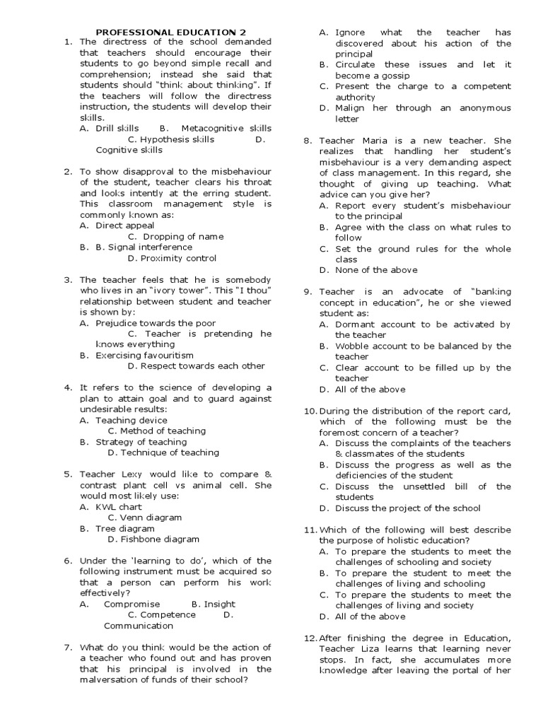 Prof Ed Set 2 For Catalyst | PDF | Teachers | Curriculum