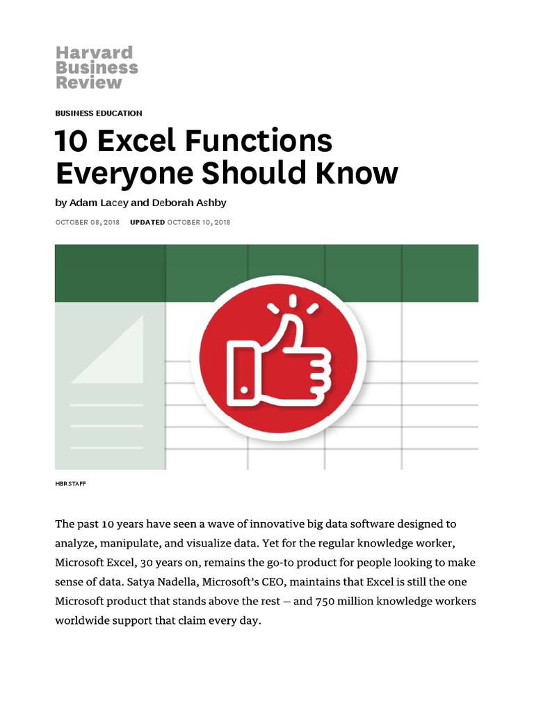 10 Must Know Excel Functions PDF