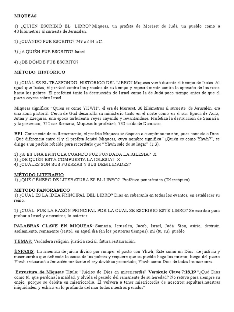 Profeta MIQUEAS | PDF | Isaias | Contenido bíblico