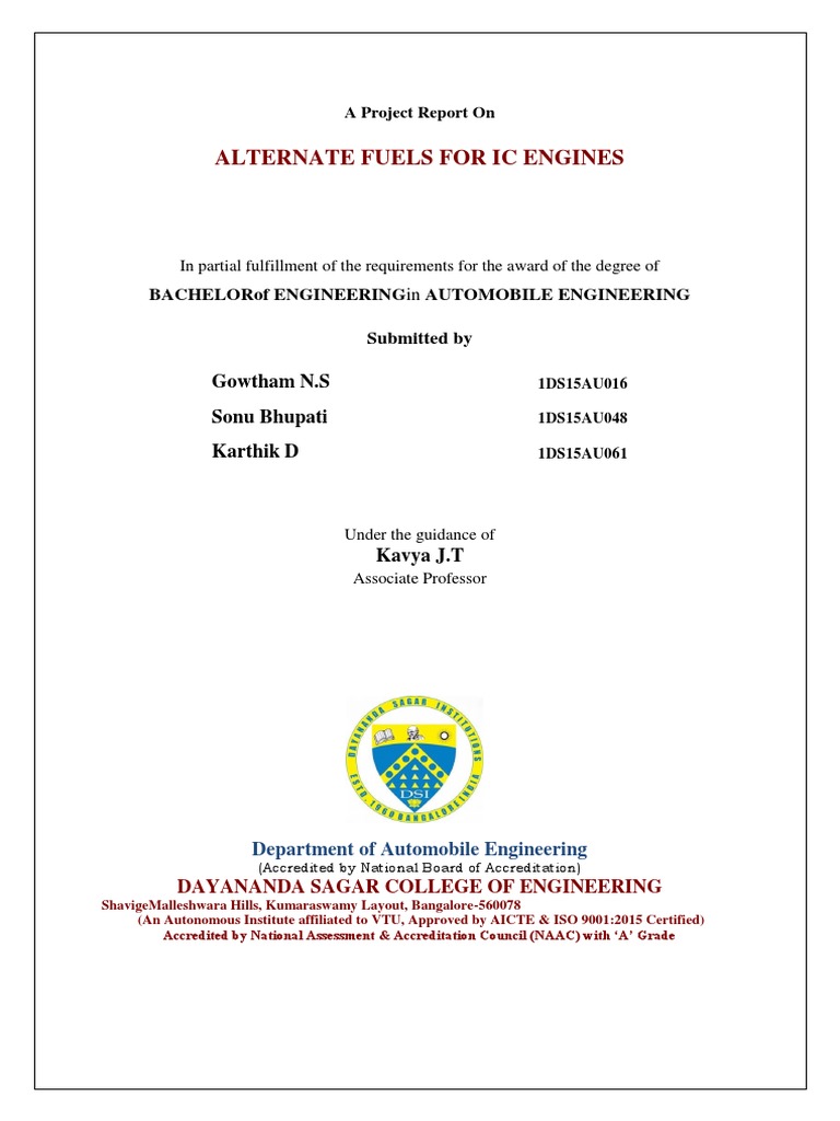 Alternate Fuels For IC Engines | PDF | Biofuel | Methanol