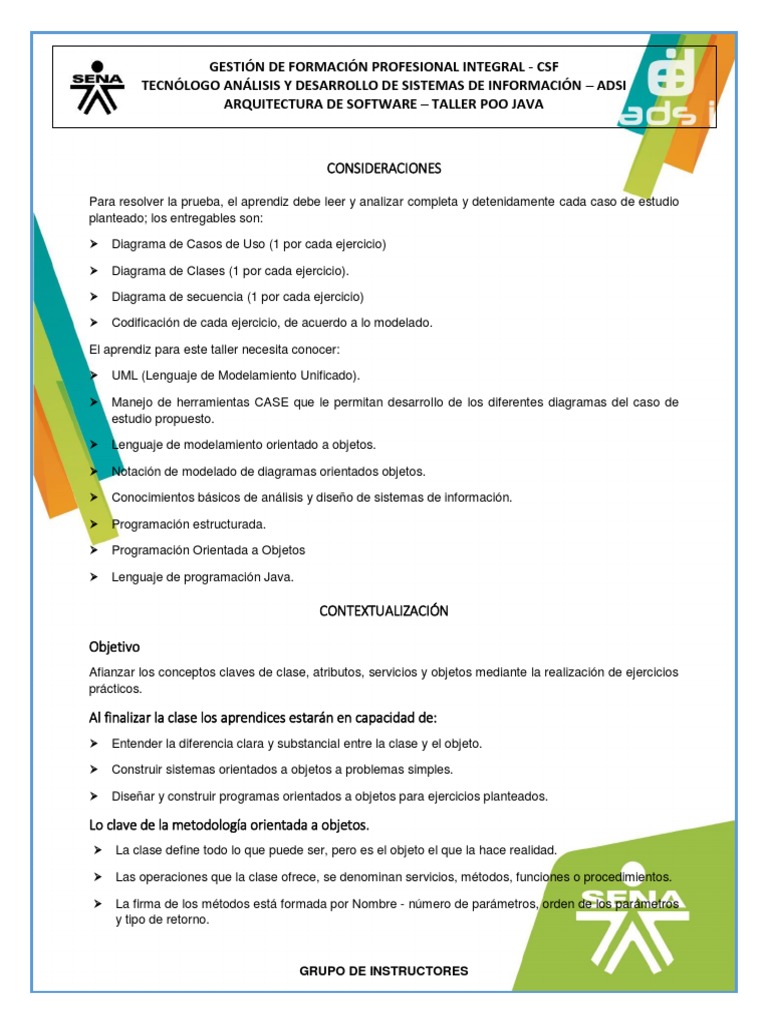 Taller POO en Java | PDF | Programación orientada a objetos | Objeto ...
