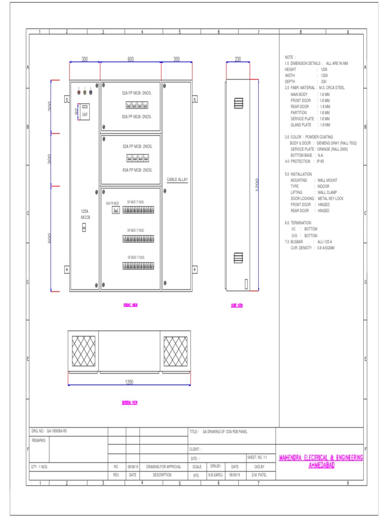 GA Drawing of 125A PDB Panel | PDF | Door | Building Materials