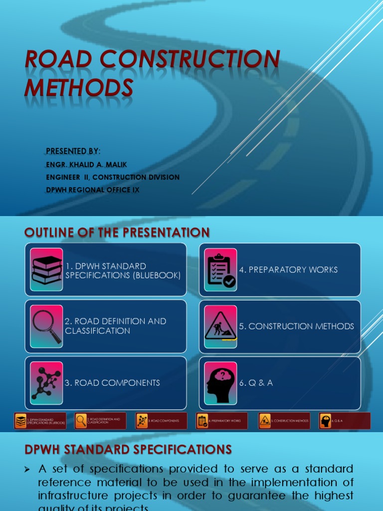 DPWH Road Construction Methods Overview | PDF | Road Surface | Concrete