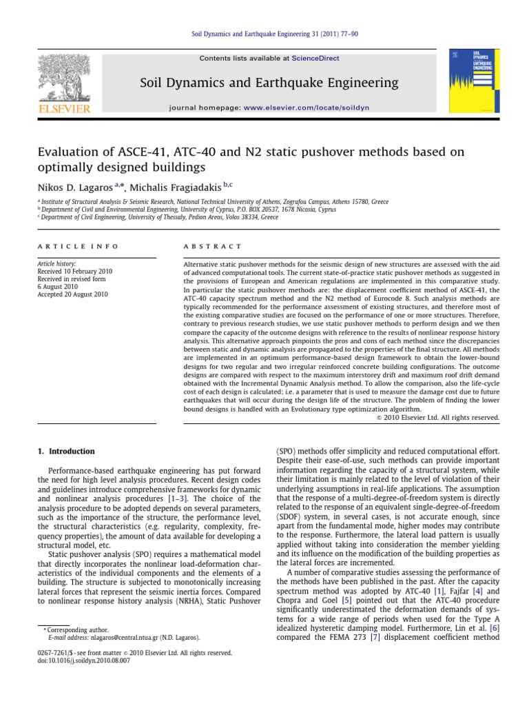 Evaluation of ASCE-41 & ATC-40 and Static Pushover | PDF | Engineering ...