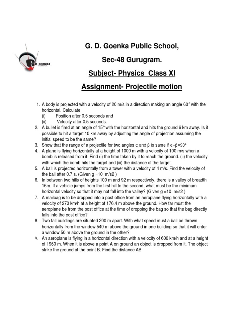 Assignment Projectile Motion | PDF