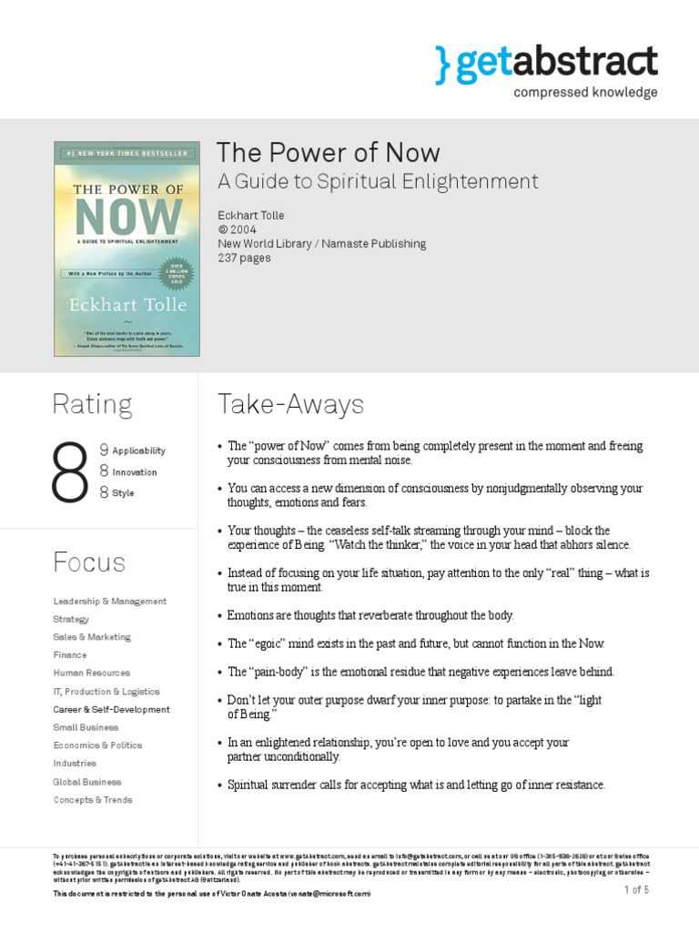 The Power of Now | PDF | Thought | Emotions