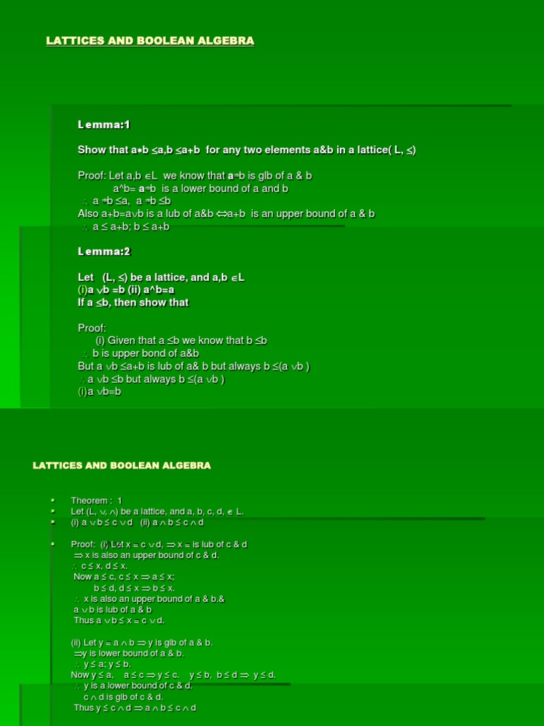 Lattices and Boolean Algebra | PDF | Mathematical Analysis | Mathematical Concepts
