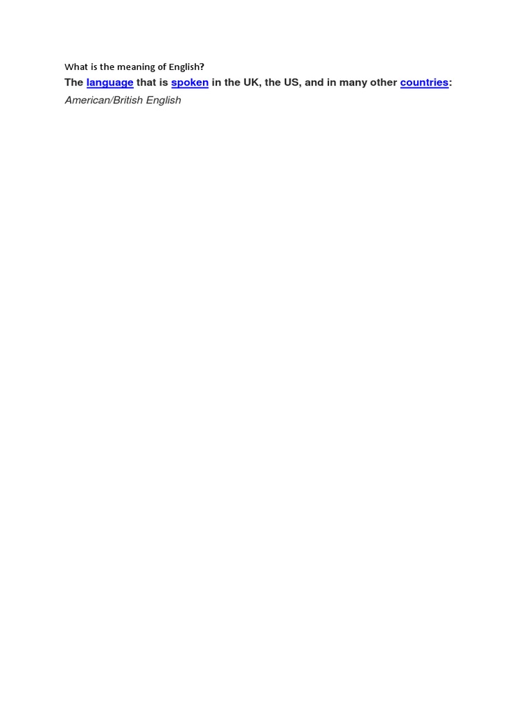What Is The Meaning of English | PDF