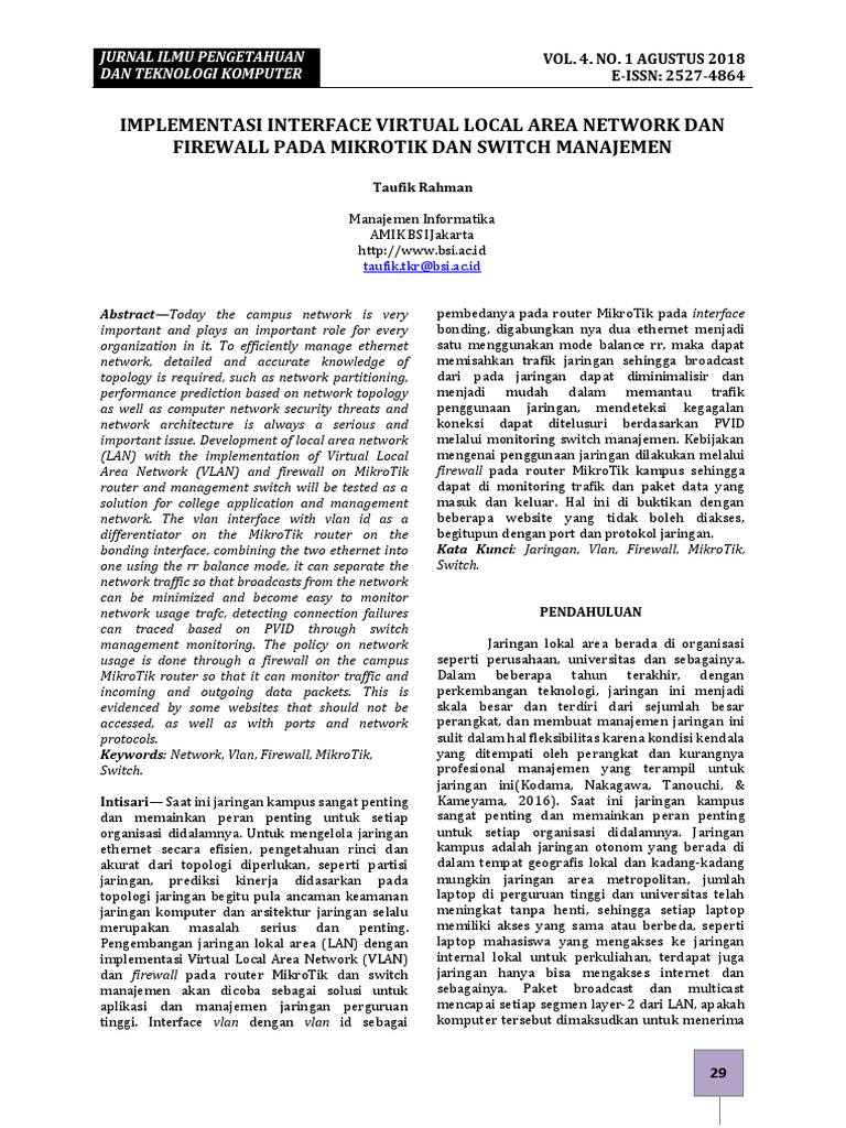 Implementasi Interface Vlan Dan Firewall Pada Mikrotik Dan Switch Manajemen | PDF | Seni | Komputer