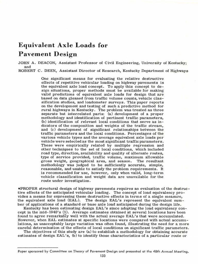 Equivalent Axle Loads For Pavement Design | Download Free PDF ...