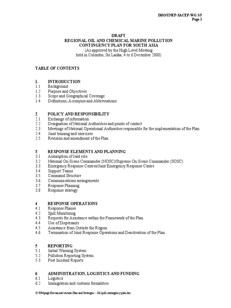 Action Plan and Strategies - Oil Spill Contingency Plan | PDF | Oil Spill | Nature