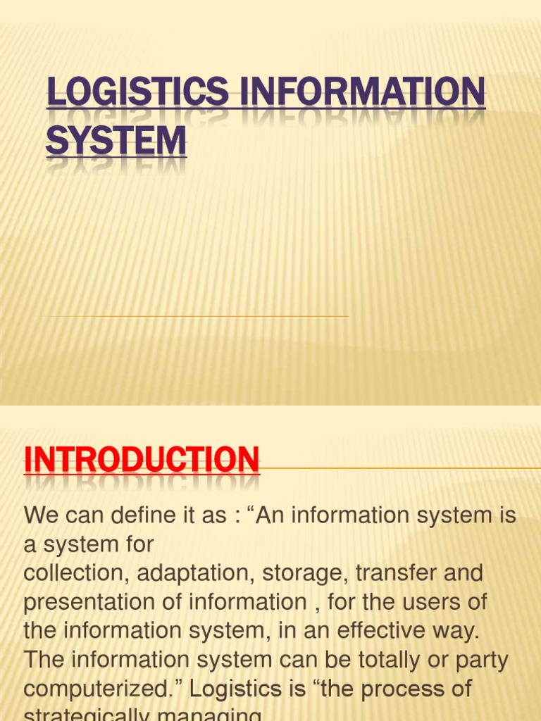 Logistics Information System | PDF | Logistics | Information System