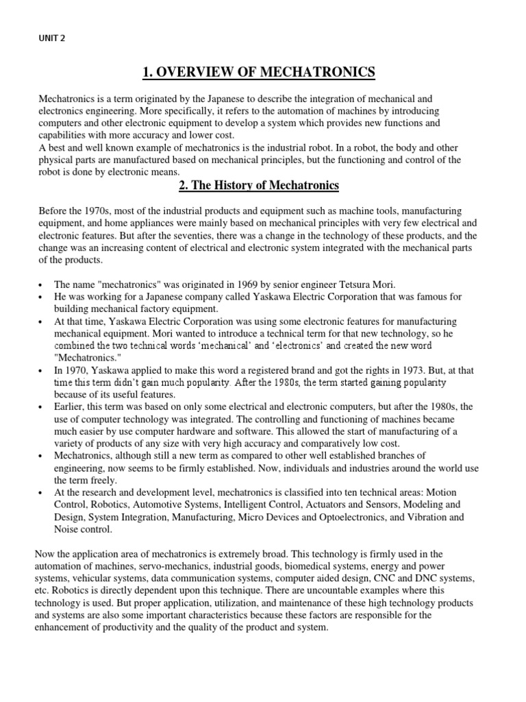 Mechatronics 2 Unit | PDF | Digital Electronics | Transformer