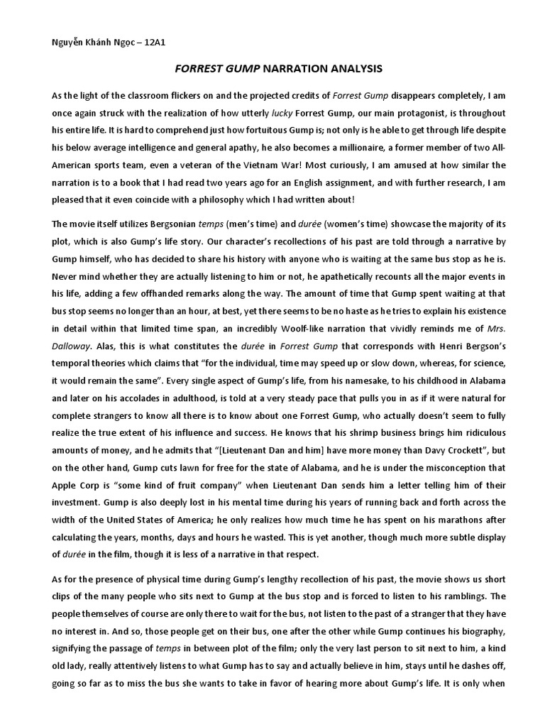 Forrest Gump Narration Analysis | PDF | Henri Bergson | Time