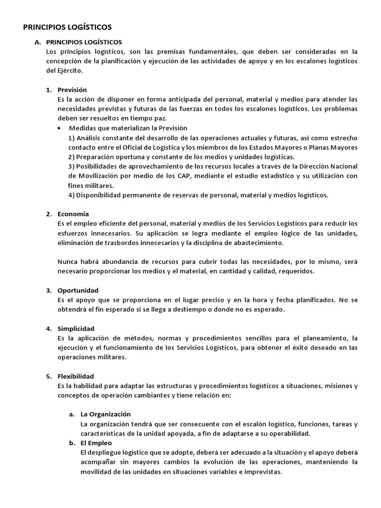 Principios Logísticos | PDF | Logística | Planificación