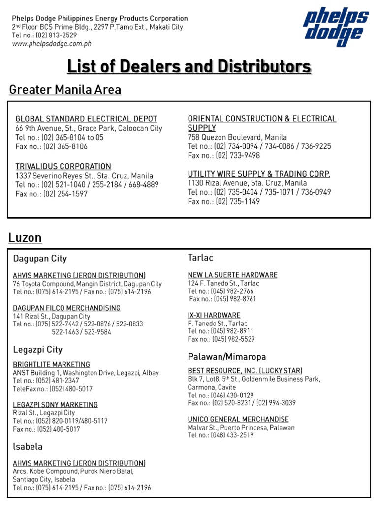 Philippines Electrical Distributors List | PDF | Business