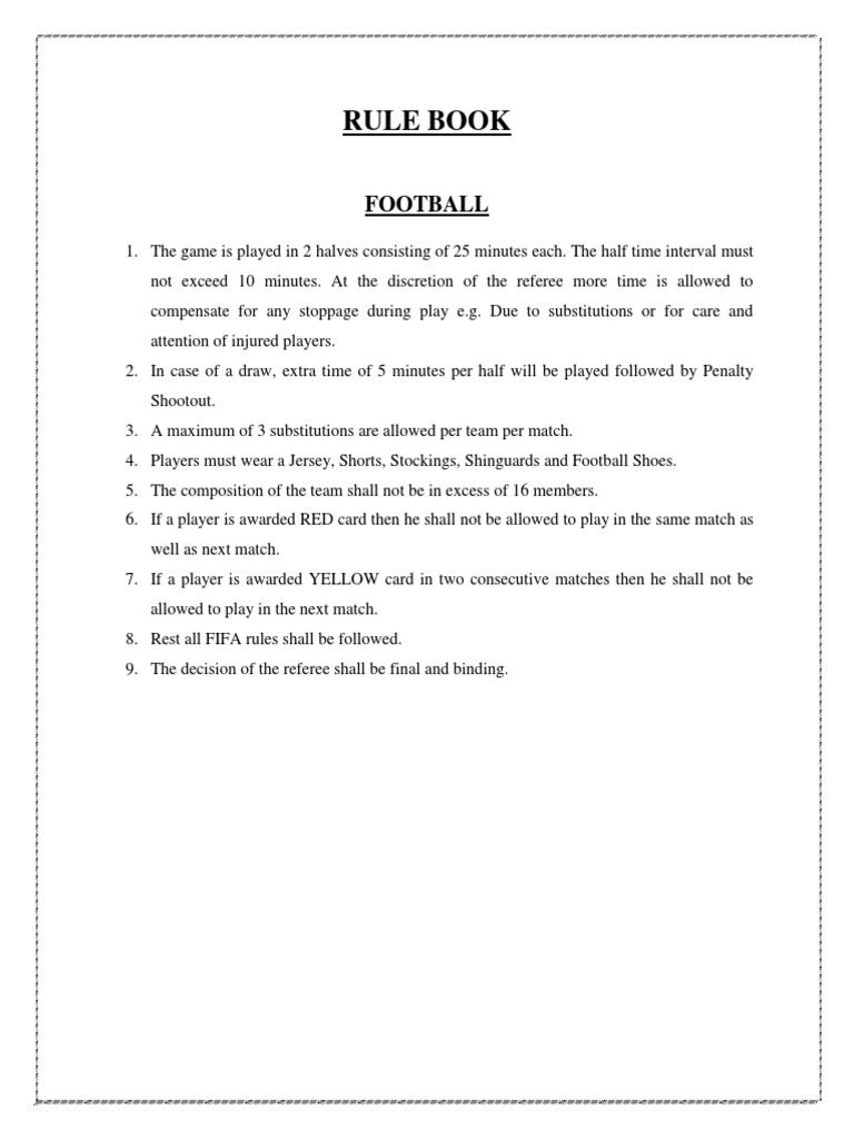 Rule Book: Football | PDF | Association Football | Sports
