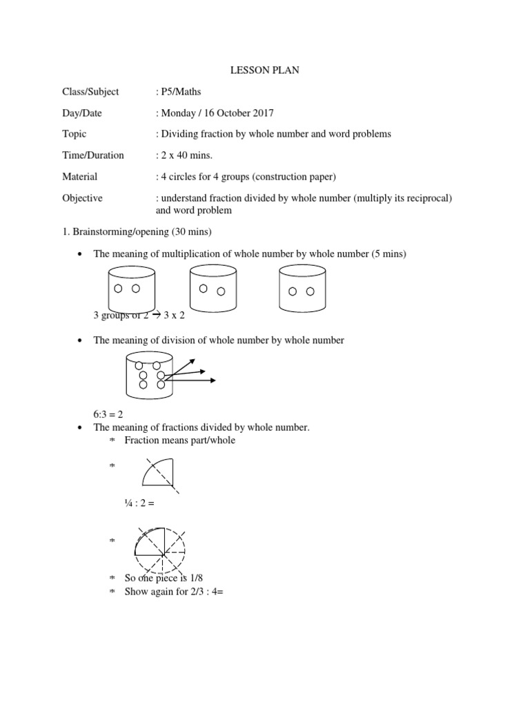 Lesson Plan Maths p5 | PDF | Numbers | Fraction (Mathematics)