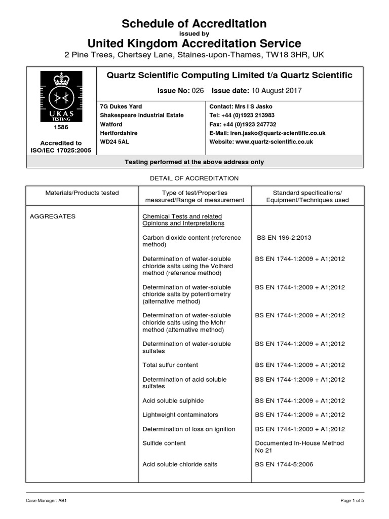 BRE Testing List | PDF | Solubility | Salt (Chemistry)