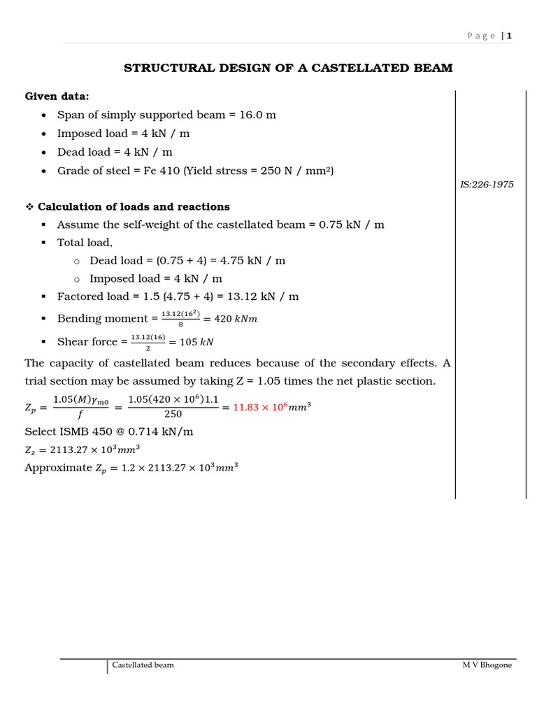 Structural Design of Castellated Beam | Download Free PDF | Bending ...