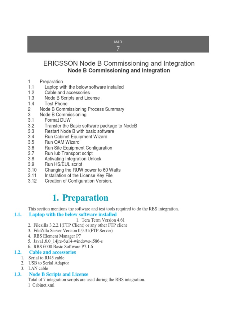 Preparation: ERICSSON Node B Commissioning and Integration | PDF | Ip Address | File Transfer ...