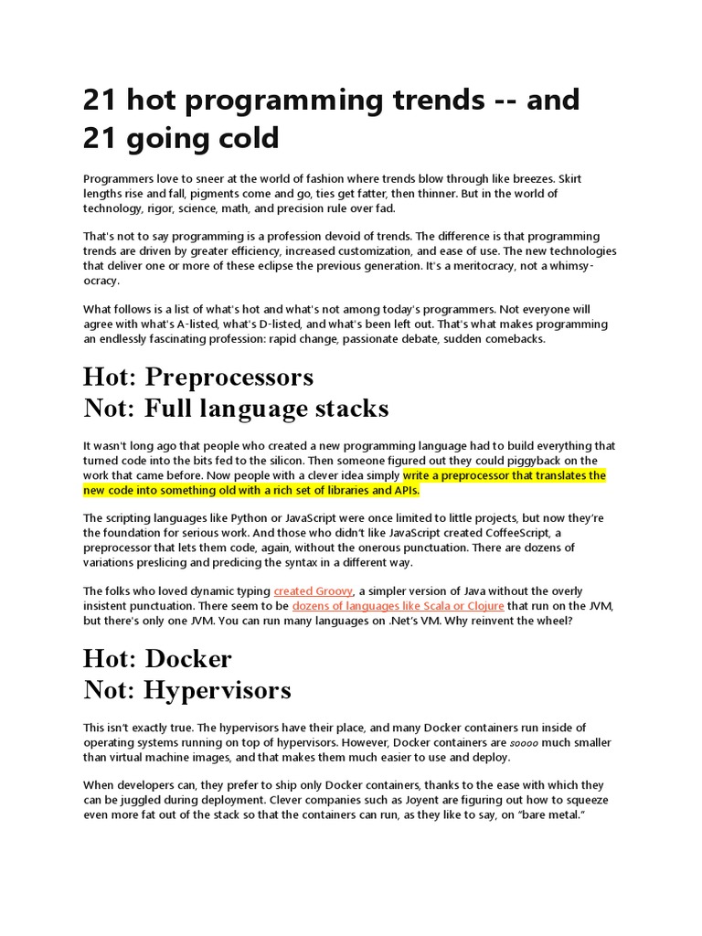 21 Hot Programming Trends | PDF | Mobile App | Ios