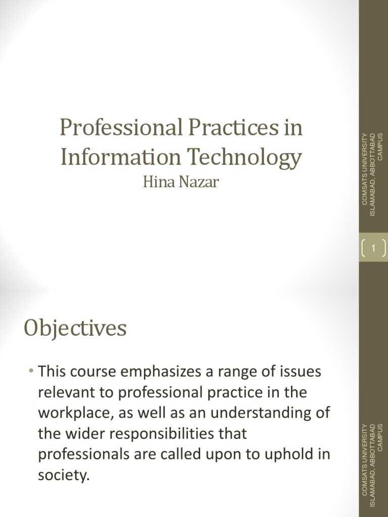 Professional Practices in Information Technology: Hina Nazar | PDF ...