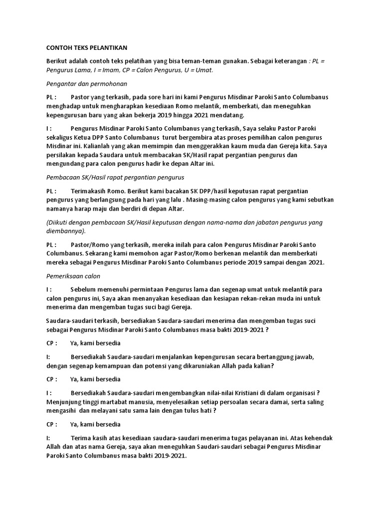 Contoh Teks Pelantikan Omk | PDF