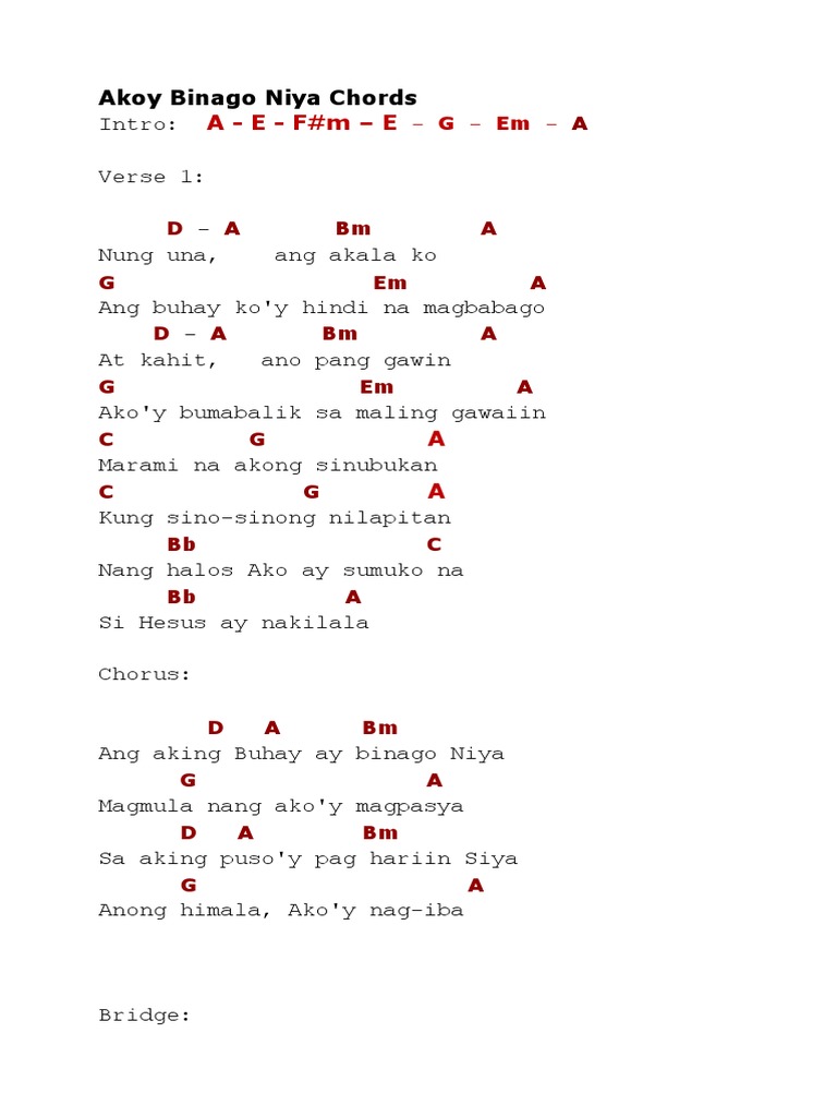 Akoy Binago Niya Chords | PDF