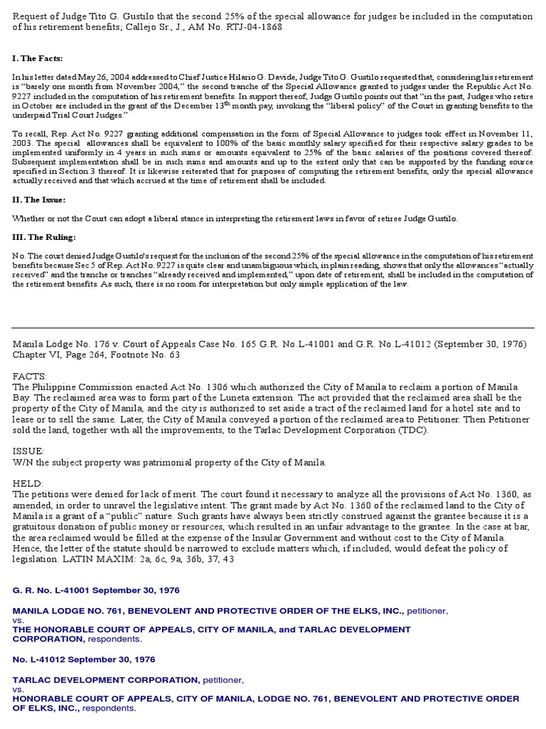 Statcon Case Digests | PDF | Judge | Certiorari