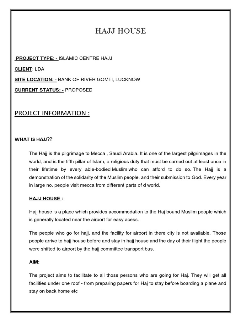 Hajj House: Project Information | PDF | Hajj | Monotheistic Religions