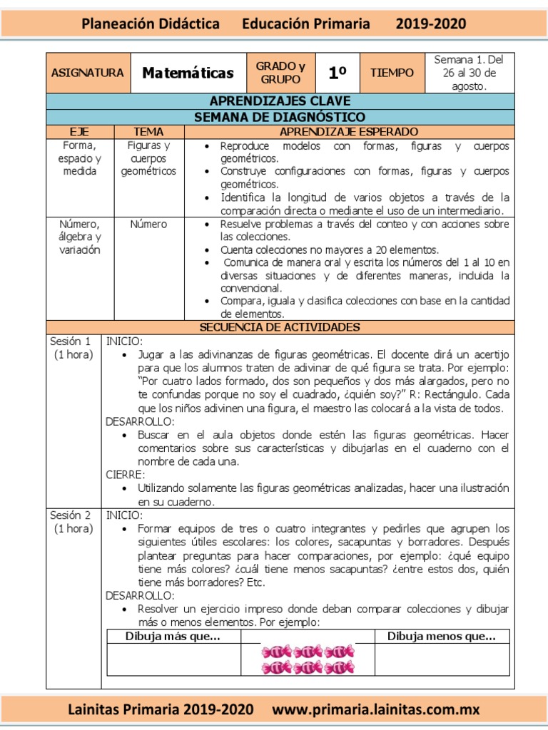 Planeación Didáctica Matemáticas 1º | PDF | Geometría | Educación primaria