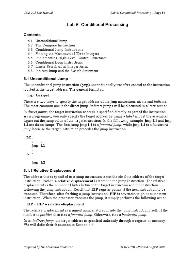 COE 205 Lab Manual Lab 6: Conditional Processing - Page 56 | PDF | Control Flow | Array Data ...