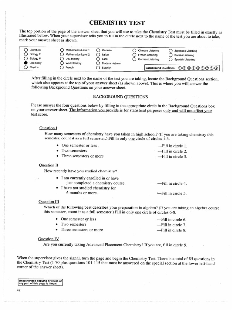 SAT2 化学 OG1 | PDF