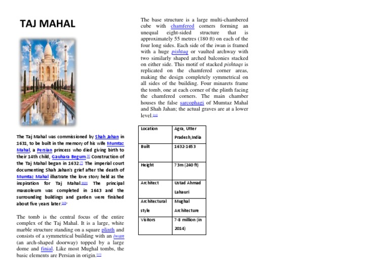 Taj Mahal | PDF | Style | Religious Architecture