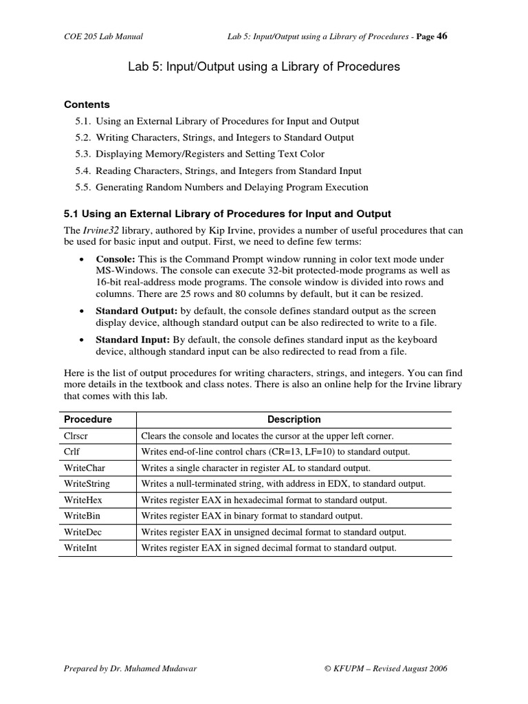 Lab 5 Inputoutput Using A Library Of Procedures Pdf Command Line 4759