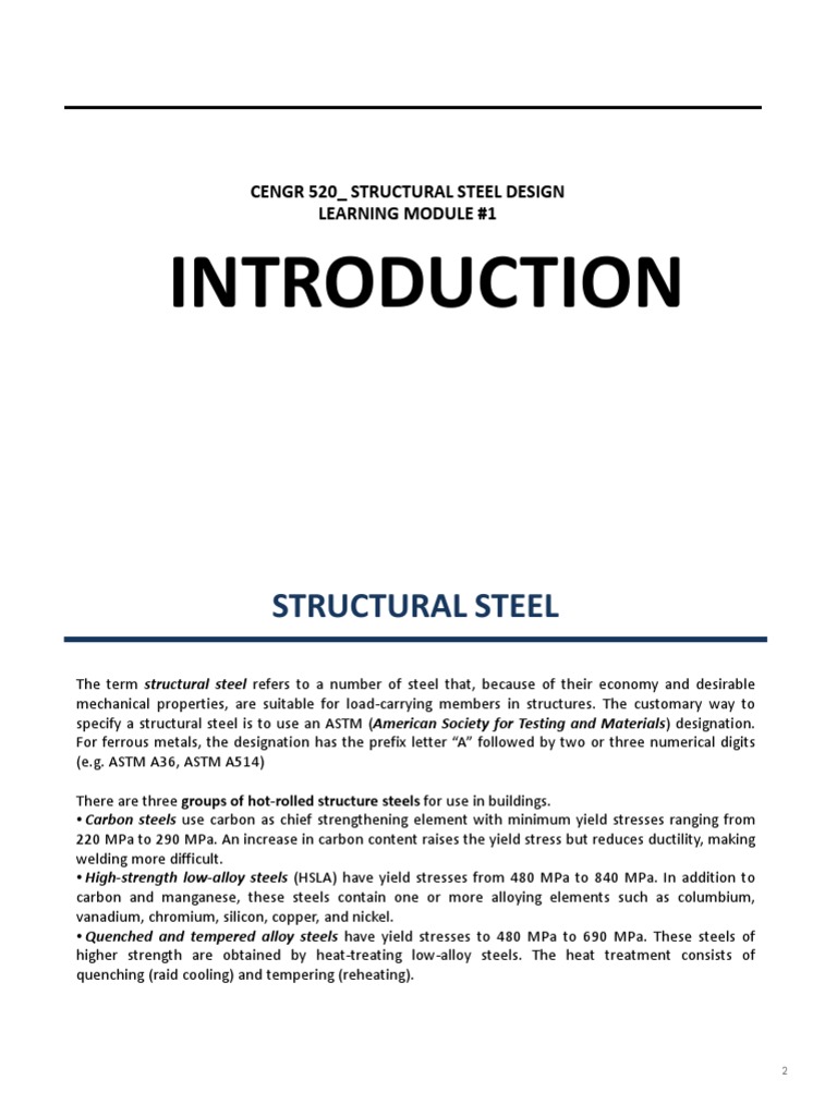 Module1 Introduction | PDF | Steel | Strength Of Materials