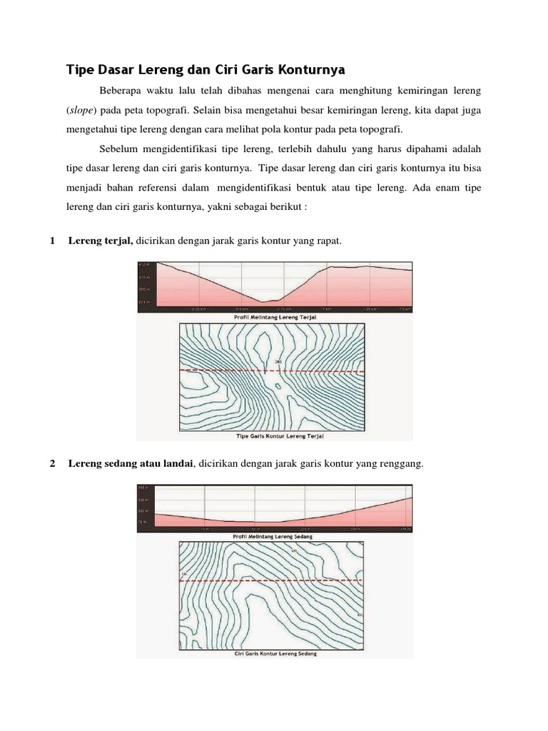 Tipe Dasar Lereng Dan Ciri Garis Konturnya | PDF