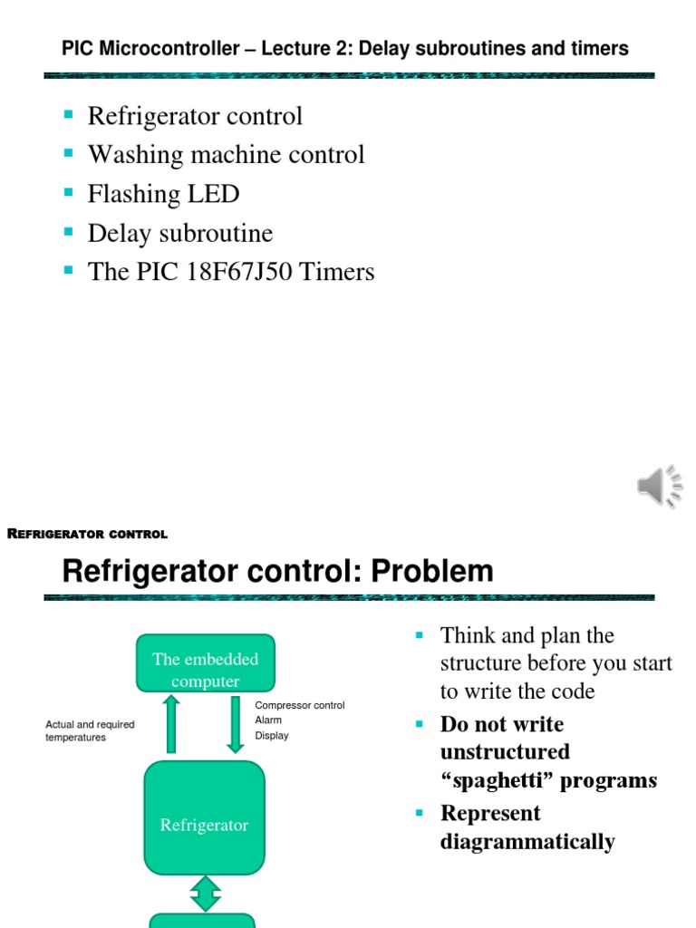 Refrigerator Control Washing Machine Control Flashing LED Delay Subroutine The PIC 18F67J50 ...
